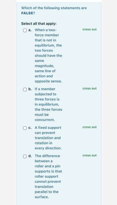 Solved Which of the following statements are FALSE? Select | Chegg.com