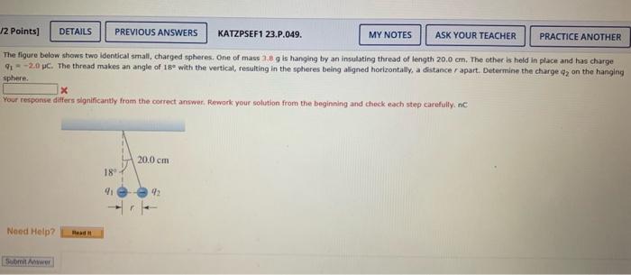 Solved The figure below shows two identical small, charged | Chegg.com