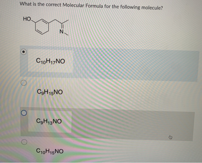 Solved What is the correct Molecular Formula for the | Chegg.com