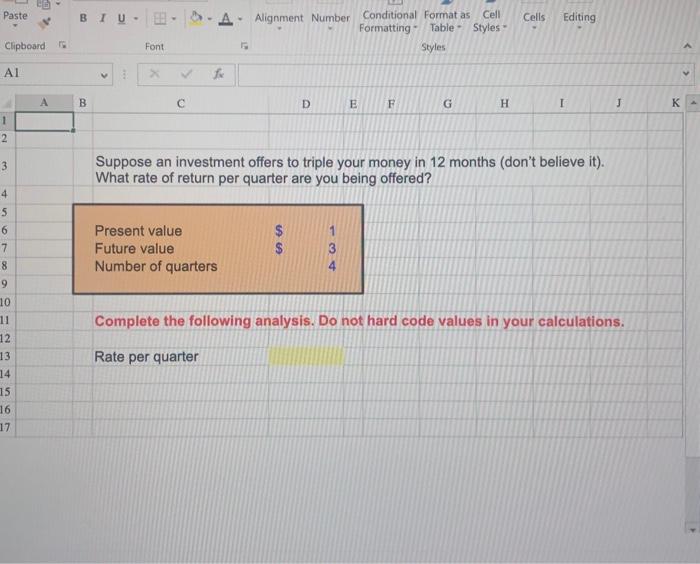 Solved Paste BIU. Alignment Number Cells Editing Conditional | Chegg.com