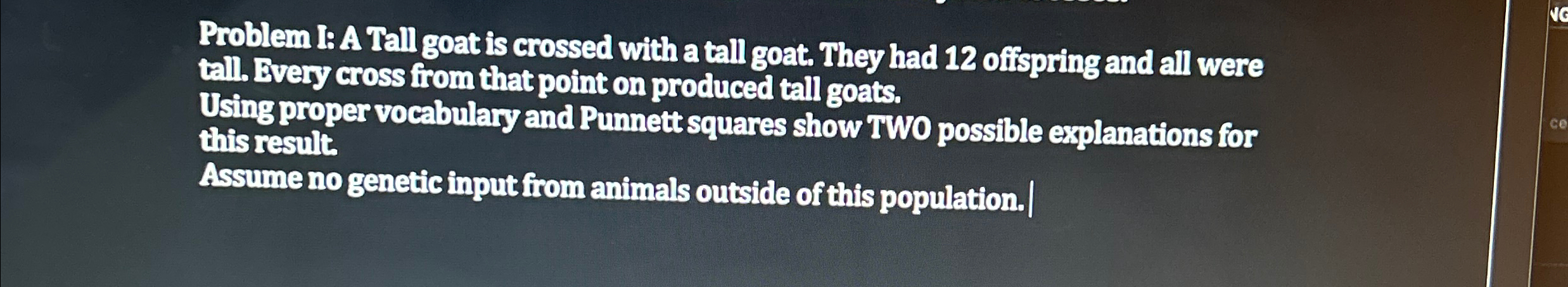 Solved Problem I: A Tall goat is crossed with a tall goat. | Chegg.com
