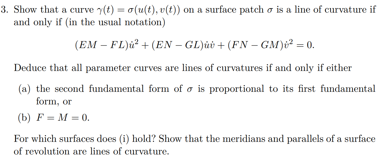 Solved Show that a curve γ(t)=σ(u(t),v(t)) ﻿on a surface | Chegg.com