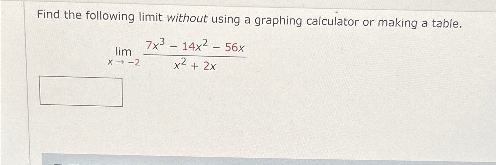 Solved Find the following limit without using a graphing | Chegg.com