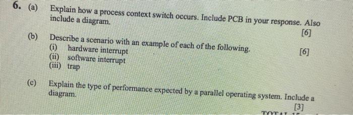 Solved 6. (a) Explain how a process context switch occurs. | Chegg.com
