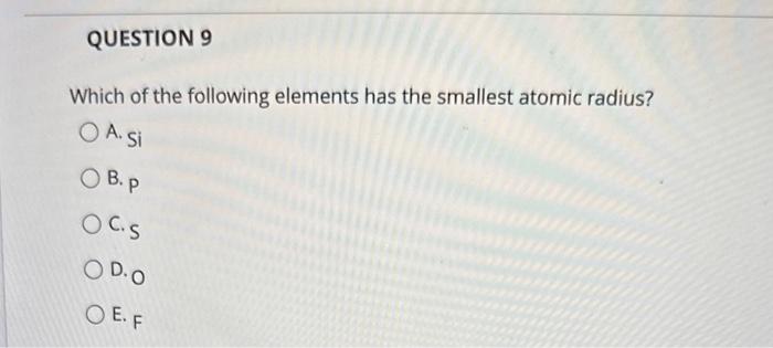 Solved Which of the following elements has the smallest | Chegg.com