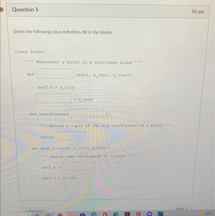 Solved Question 5 10 pts Given the following class | Chegg.com
