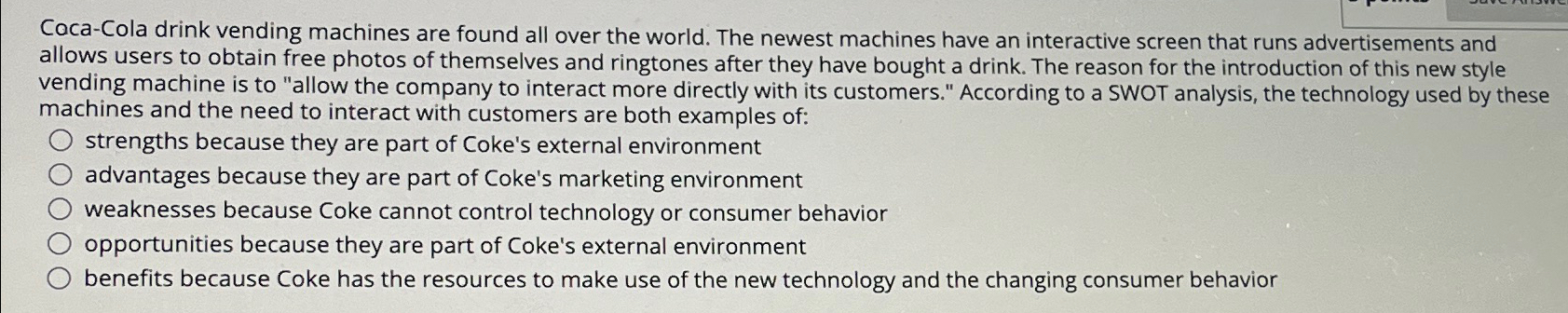 Solved Coca-Cola drink vending machines are found all over | Chegg.com