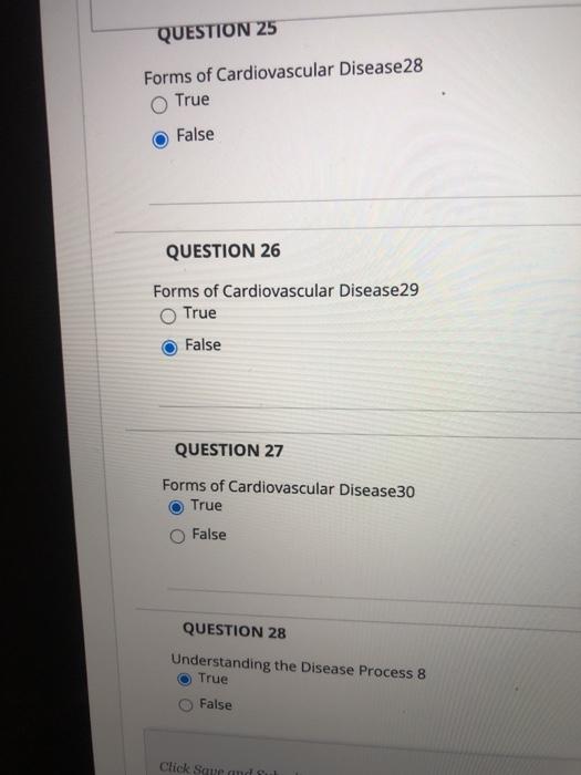 Solved QUESTION 25 Forms of Cardiovascular Disease 28 True | Chegg.com