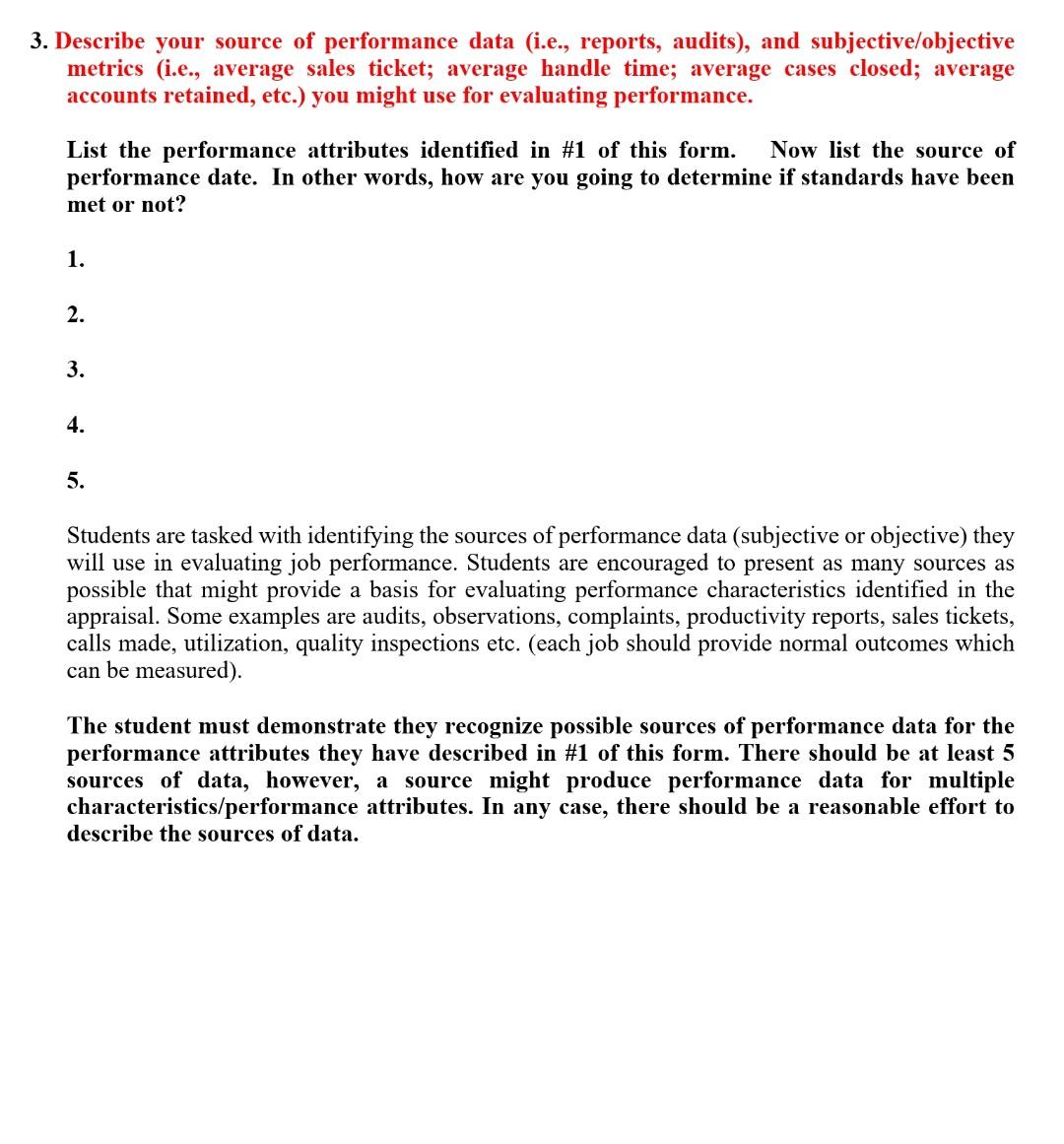 Solved 1. Identify \& define 5 performance attributes using | Chegg.com