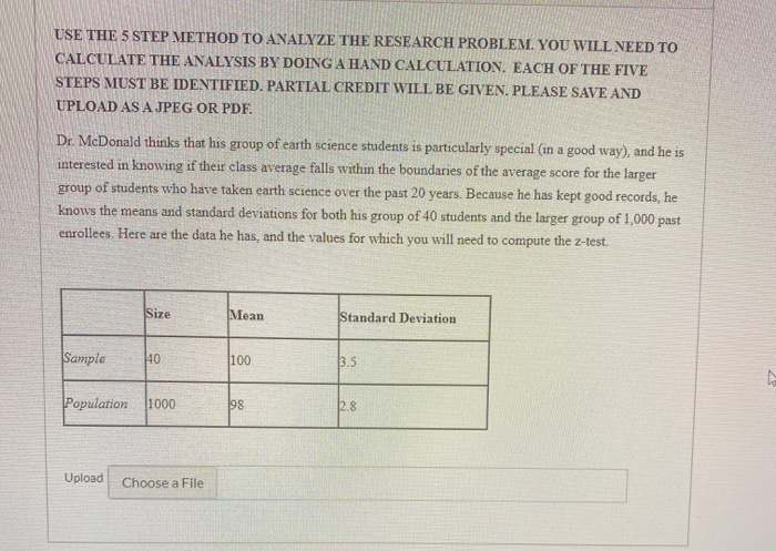 Solved USE THE 5 STEP METHOD TO ANALYZE THE RESEARCH | Chegg.com