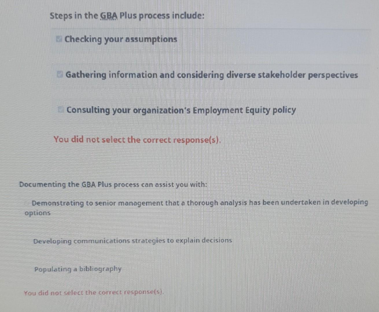 Steps in the GBA Plus process include: Checking your | Chegg.com