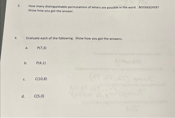 Solved 3. How many distinguishable permutations of letters | Chegg.com