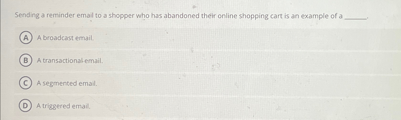 Solved Sending a reminder email to a shopper who has | Chegg.com