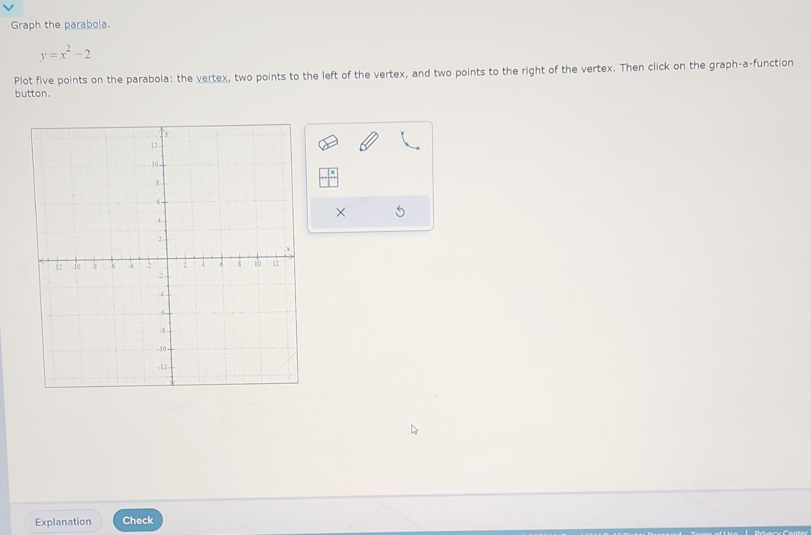 Solved Graph the parabola. y=x2−2 Plot five points on the | Chegg.com