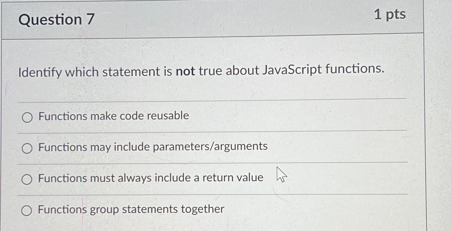 Solved Question 71ptsIdentify which statement is not true | Chegg.com