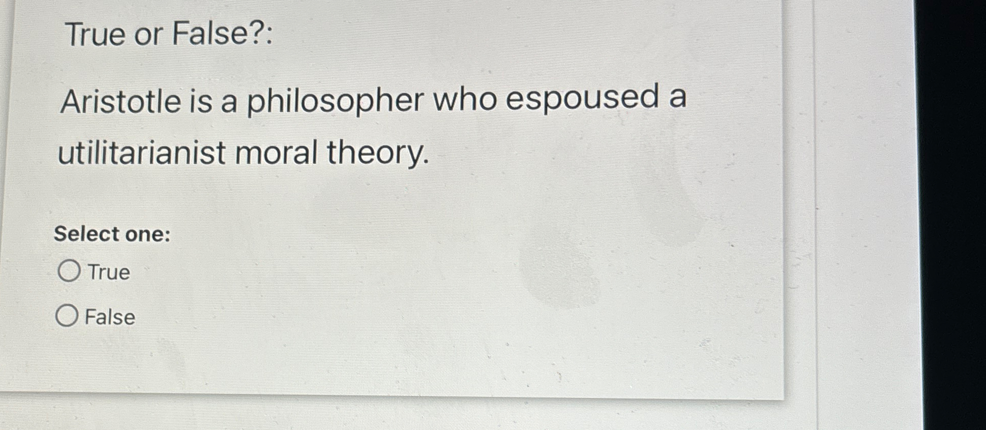 Solved True or False?:Aristotle is a philosopher who | Chegg.com