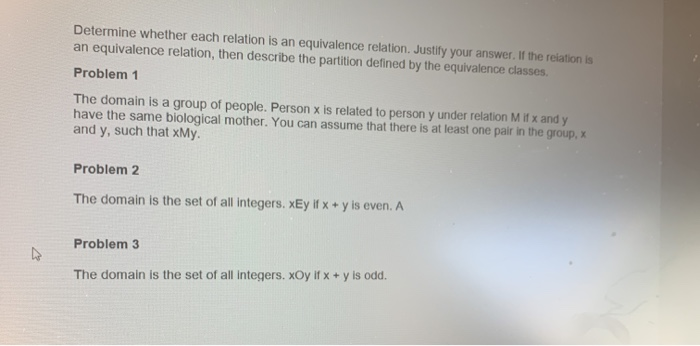 Solved Determine Whether Each Relation Is An Equivalence 7665
