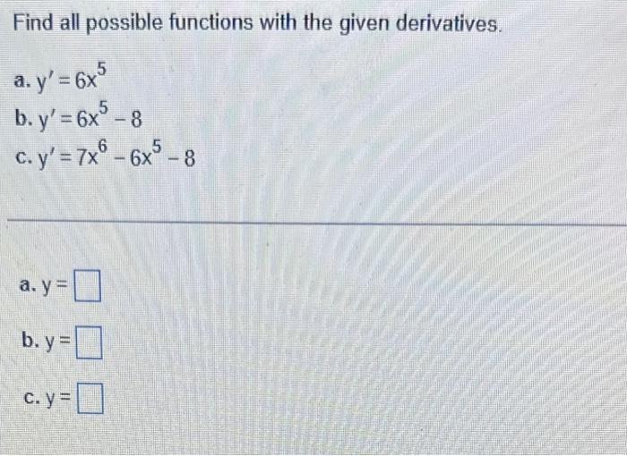 Solved Find all possible functions with the given | Chegg.com