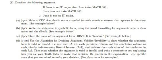 Consider the following argument. If Juan is an IT | Chegg.com