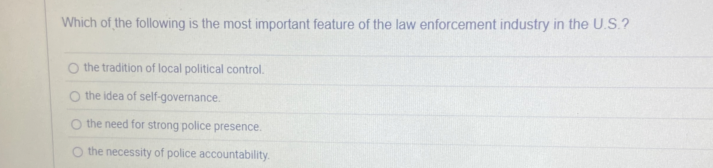 Solved Which of the following is the most important feature | Chegg.com
