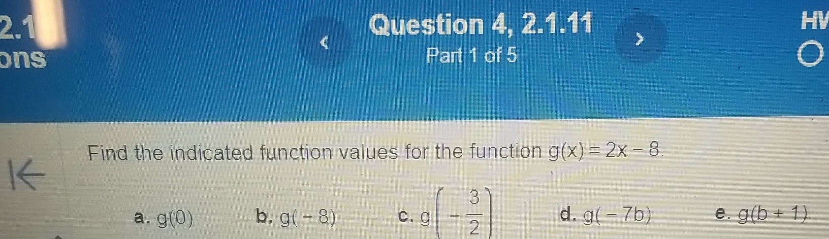 Solved How to solve Question 4,2.1.11Part 1 ﻿of 5Find the | Chegg.com