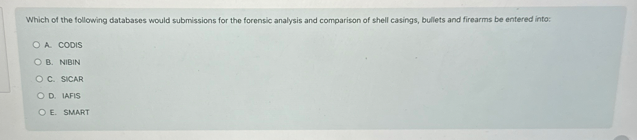 Solved Which of the following databases would submissions | Chegg.com