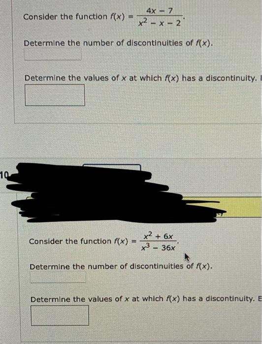 Solved Consider the function f(x) = 4x - 7 x² - x -2 | Chegg.com