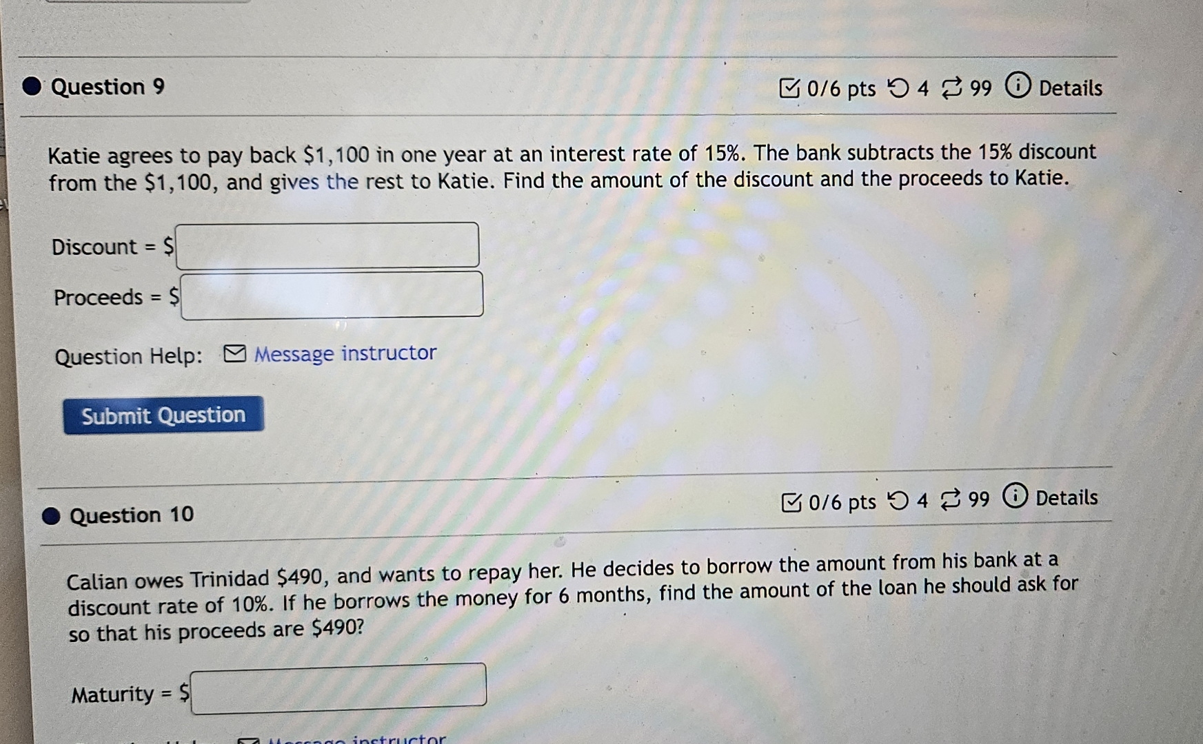 Solved Question 906 ﻿pts499DetailsKatie agrees to pay back | Chegg.com