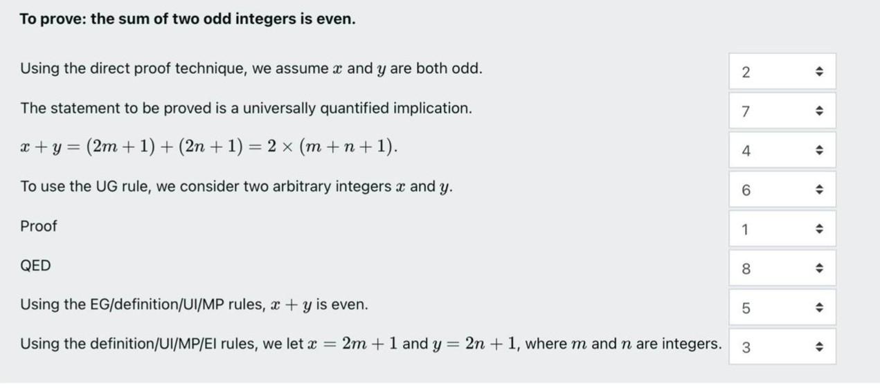 Solved To prove: the sum of two odd integers is even. Using | Chegg.com