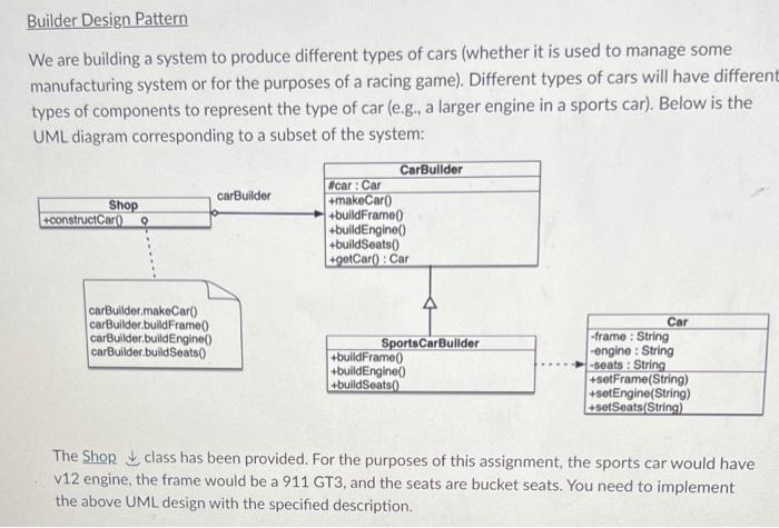 Solved Builder Design Pattern We are building a system to | Chegg.com