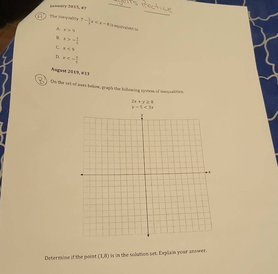 Solved 5) Which graph represents the solution to this system | Chegg.com