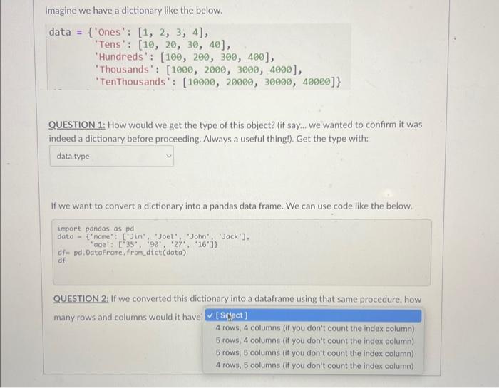 Solved Imagine we have a dictionary like the below. data ={ | Chegg.com