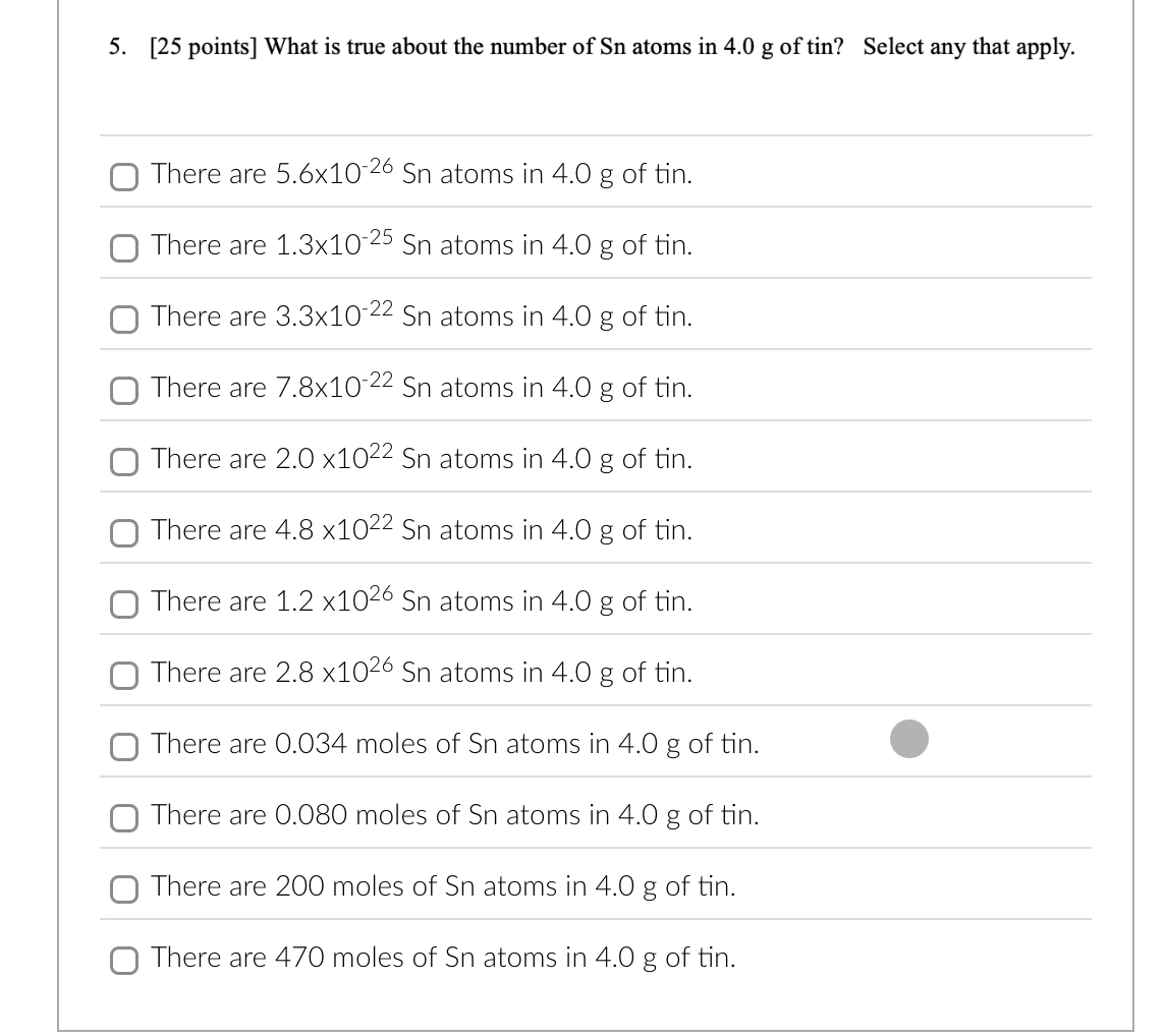 [25 ﻿points] ﻿What is true about the number of Sn | Chegg.com