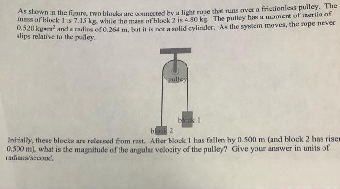 Solved As shown in the figure, two blocks are connected by a | Chegg.com