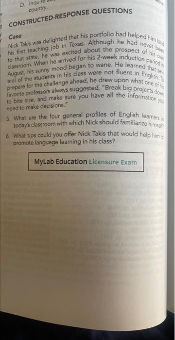 Solved CONSTRUCTED-RESPONSE QUESTIONS Case his first | Chegg.com