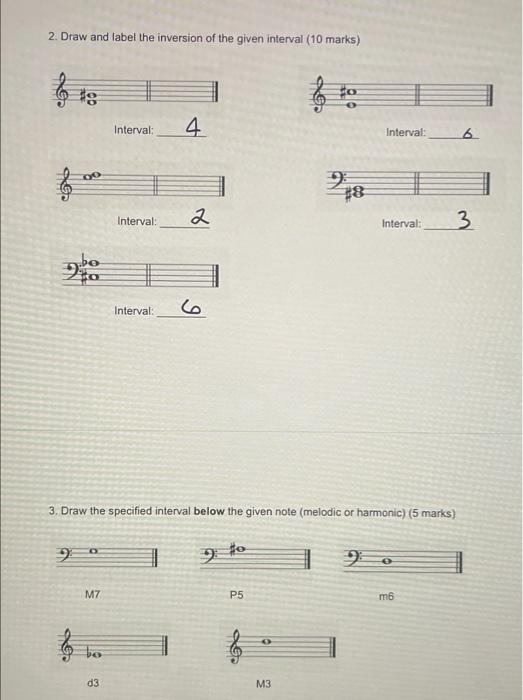 Solved For 2 indicate the type of interval (major, minor, | Chegg.com