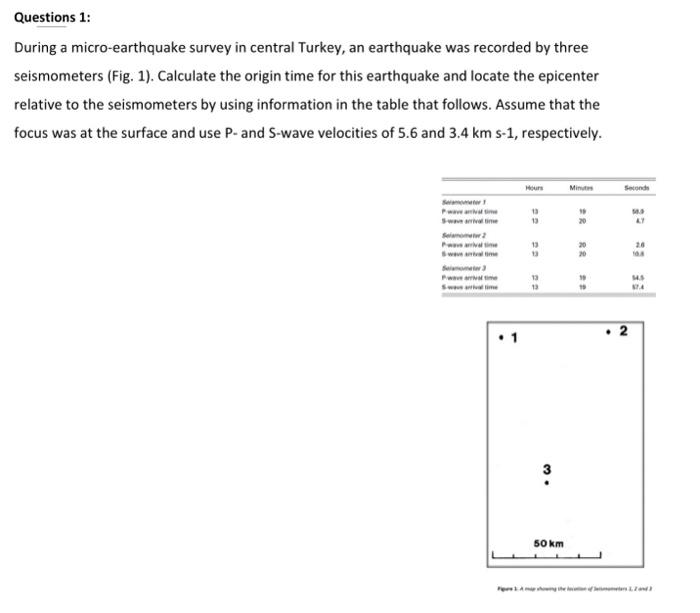 Solved Questions 1: During a micro-earthquake survey in | Chegg.com