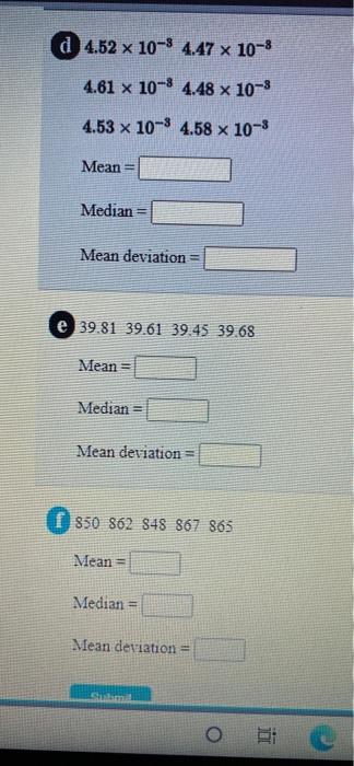 Solved Find the mean and median of each of the following | Chegg.com
