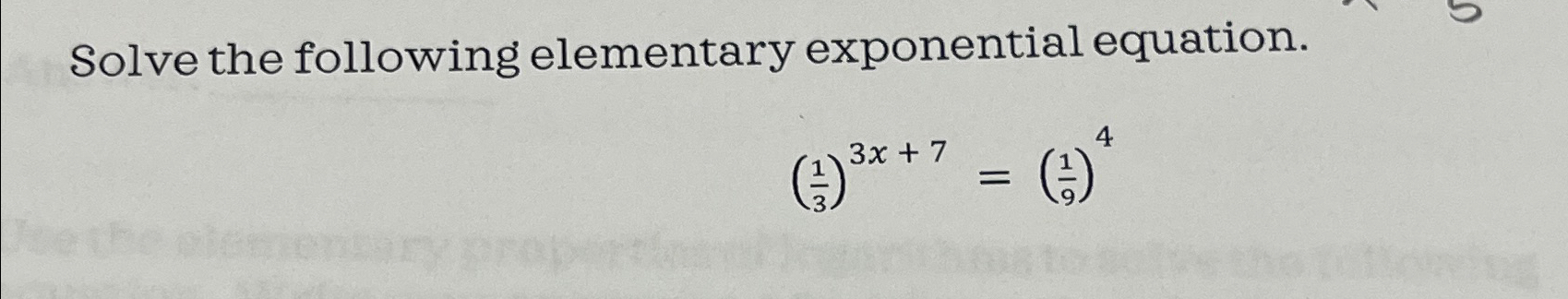 Solved Solve the following elementary exponential | Chegg.com