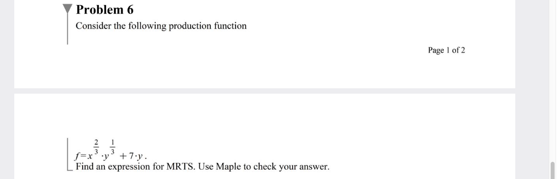 Solved Problem 6Consider the following production | Chegg.com