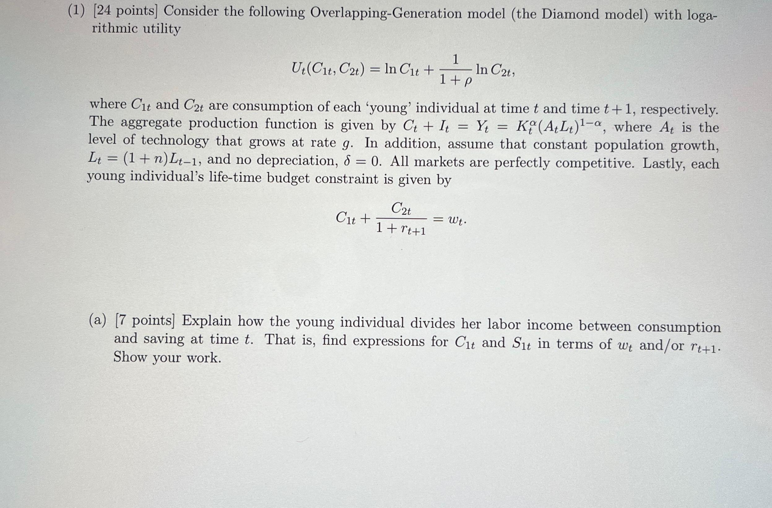 Solved (1) [24 ﻿points] ﻿Consider the following | Chegg.com