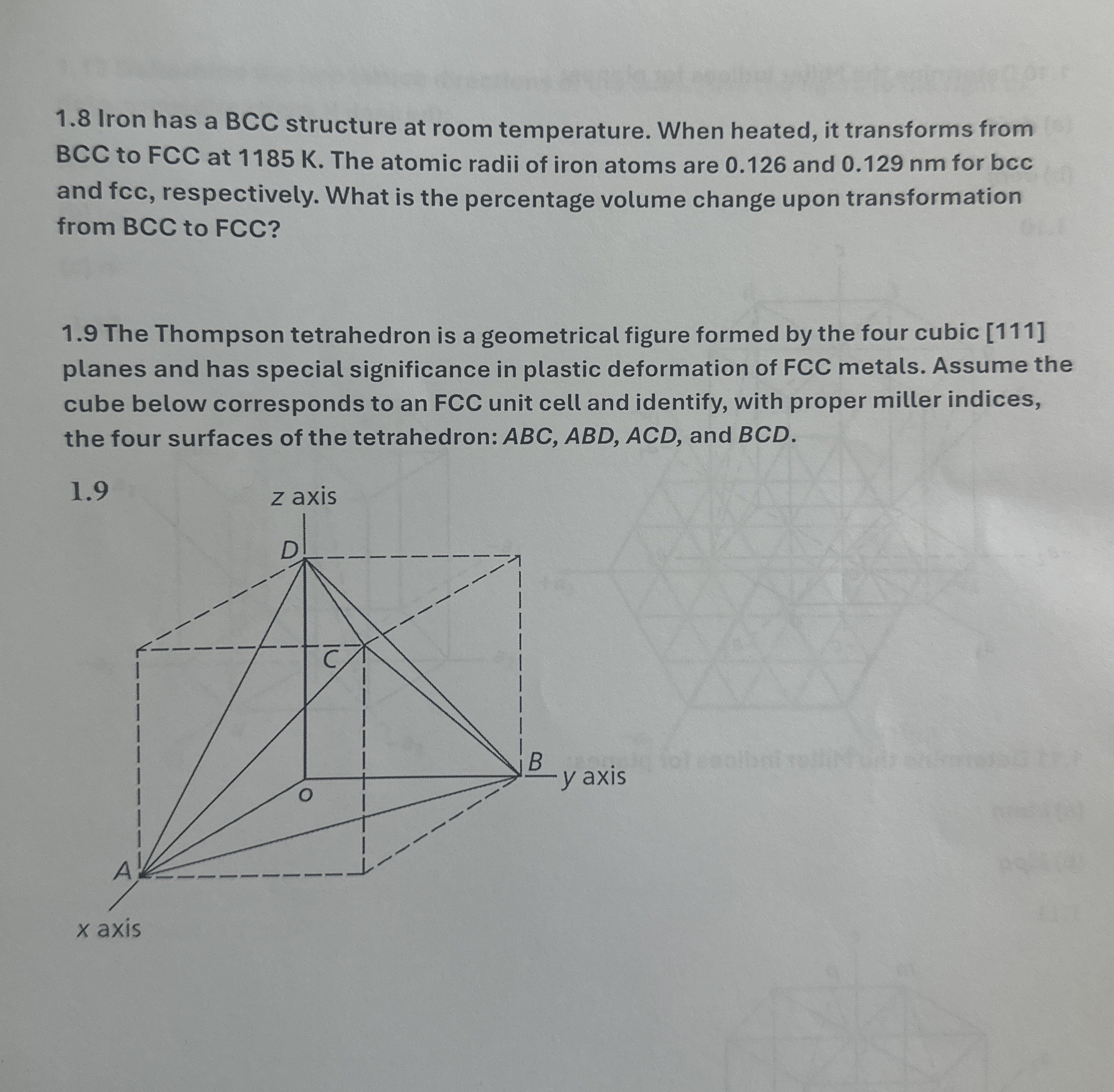 Solved 1.8 ﻿Iron has a BCC structure at room temperature. | Chegg.com