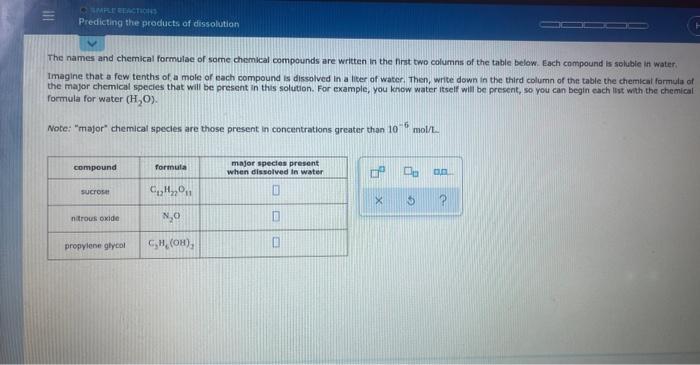 Solved III Predicting the products of dissolution The names | Chegg.com