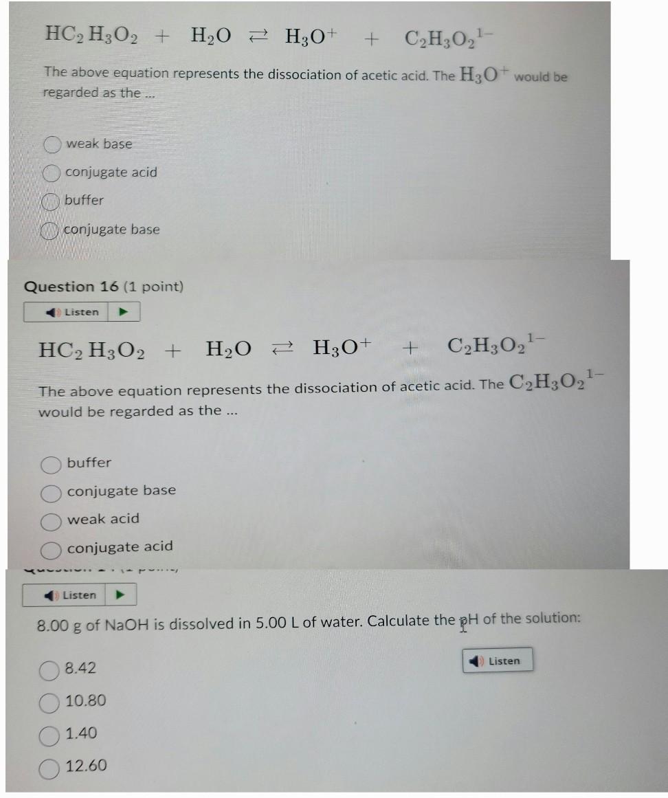 Solved HC2H3O2+H2O⇄H3O++C2H3O21− The above equation | Chegg.com