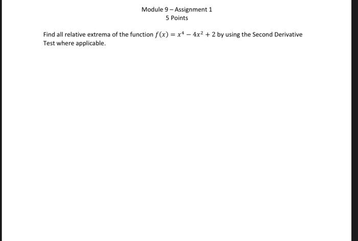 Points Find All Relative Extrema Of The Function F X