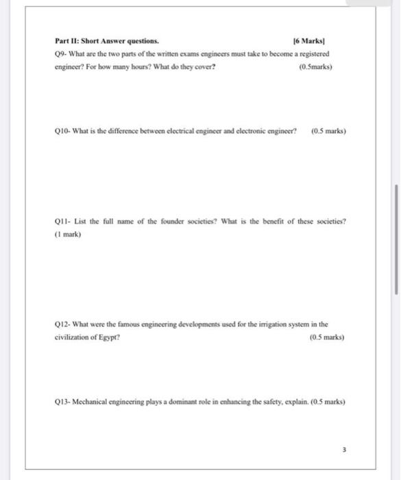 Solved Part Ii Short Answer Questions 16 Marks 09 What