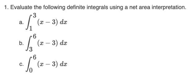 Solved 1. Evaluate the following definite integrals using a | Chegg.com
