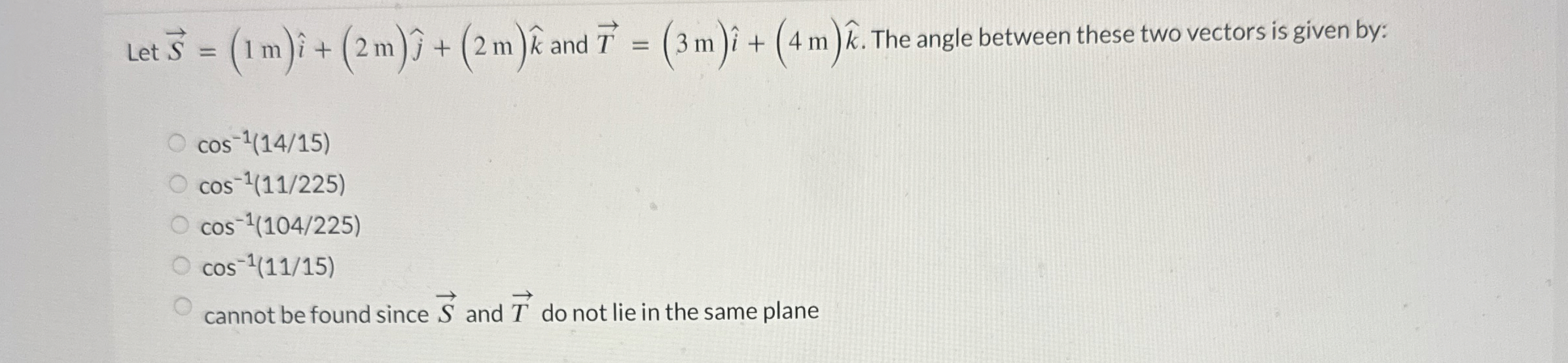 Solved Let vec(S)=(1m)hat(i)+(2m)hat(j)+(2m)hat(k) ﻿and | Chegg.com