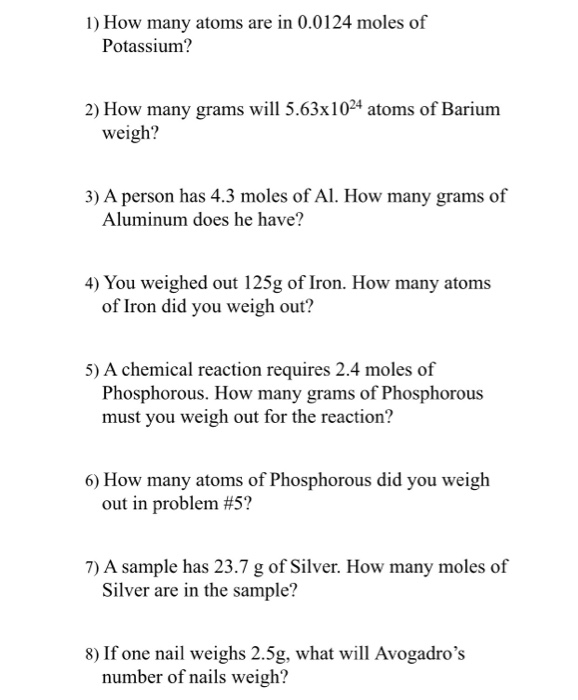 Solved Back The Mole Intro.docx The Mole Intro 1) How many | Chegg.com