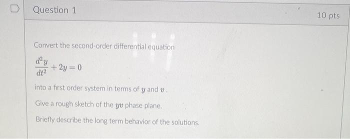 Solved Convert the second-order differential equation | Chegg.com